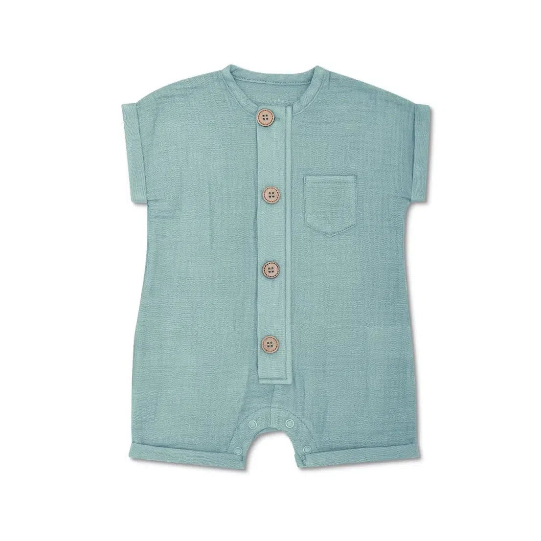 Apple Park - Organic Muslin Short Sleeve Romper - Teal only $31.86 and ...