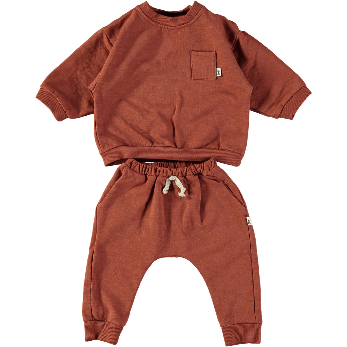 Petit Indi (Made in Spain) - Long Sleeve + Pant Tracksuit - Brick Red ...